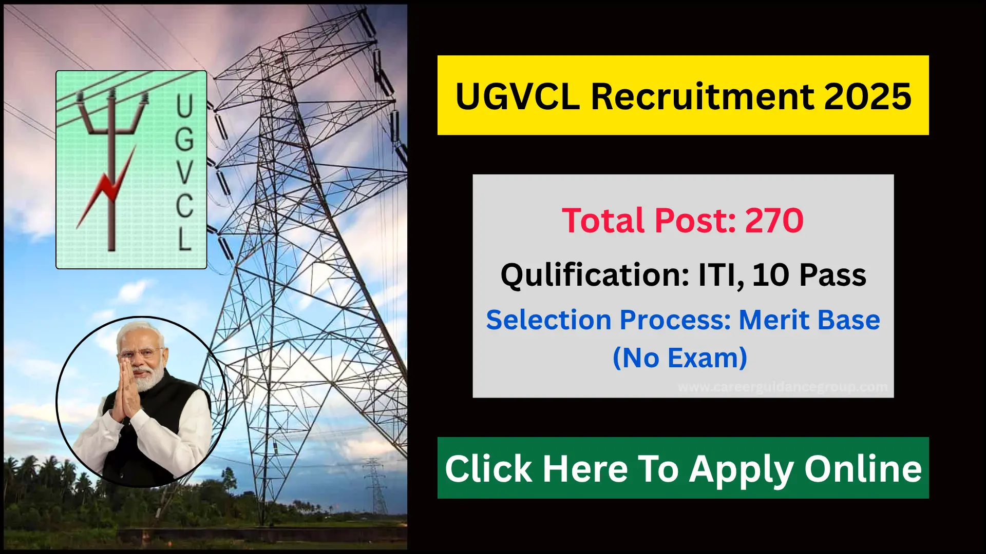UGVCL Recruitment 2025 – Apply Online For 270 Lineman Posts